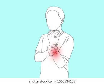 Vector Illustration Drawing People Wrist Pain Stock Vector (Royalty ...