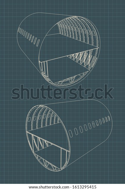 Vector Illustration Drawings Airplane Fuselage Section Stock Vector ...