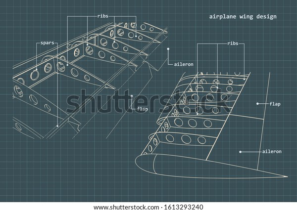 Stock vektor „Vector Illustration Drawings Wings Airplane Internal ...
