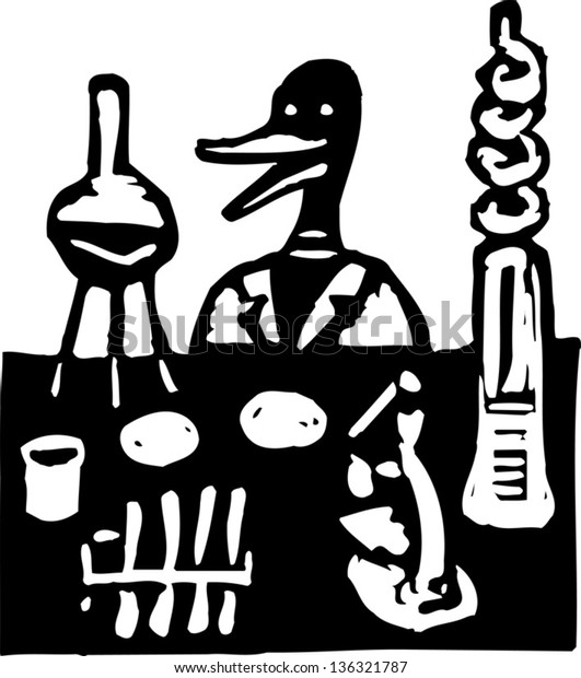 Vector Illustration Duck Scientist Stock Vector (Royalty Free ...