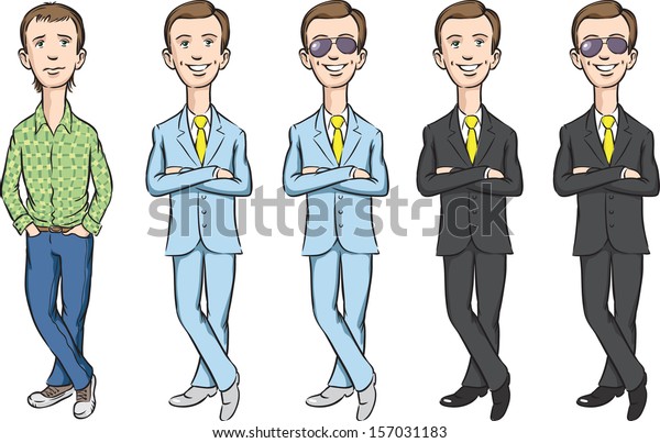Vector Illustration Dude Cartoon Set Easyedit Stock Vector (Royalty ...