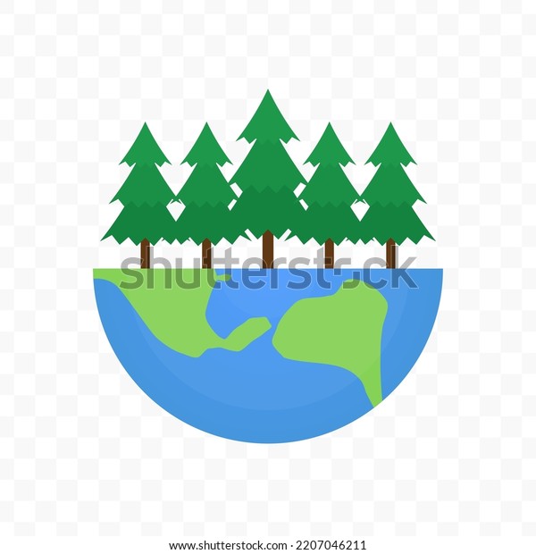 Vector Illustration Earth Forest Icon Sign Stock Vector (Royalty Free ...