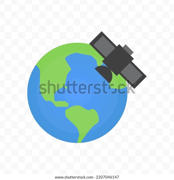 Vector Illustration Earth Satellite Icon Sign Stock Vector (Royalty ...