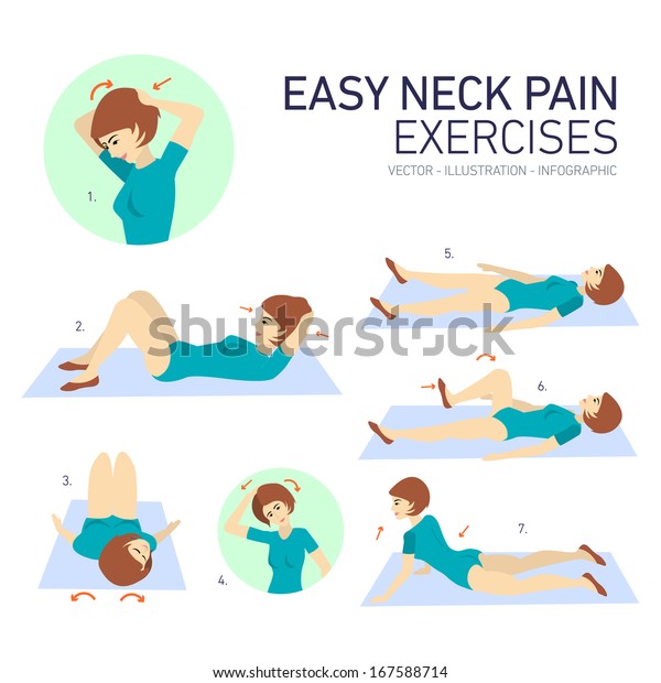 vector illustration of easy neck pain exercises on white background
