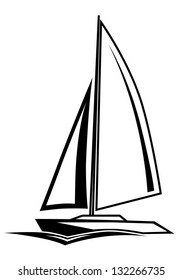 Sailboat Design Outline Simple Monoline Sailboat Stock Vector (Royalty ...