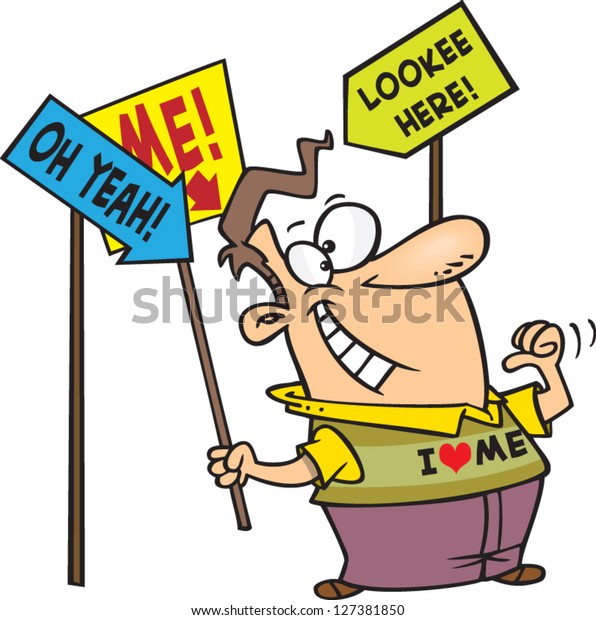 Vector Illustration Egotistic Cartoon Man Signs: เวกเตอร์สต็อก (ปลอดค่า ...