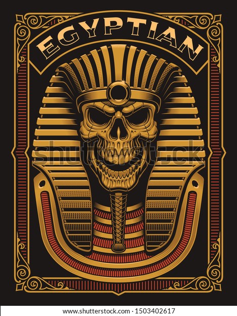 Vector Illustration Egyptian Skull On Dark Stock Vector (Royalty Free ...