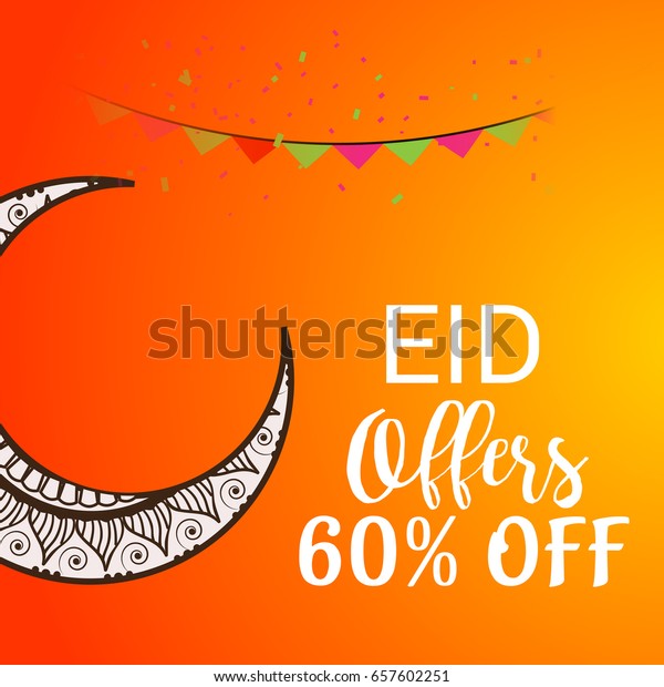 Vector Illustration Eid Offer Poster Banner Stock Vector (Royalty Free ...