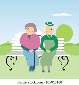 Vector Illustration Elderly People Nature Stock Vector (Royalty Free ...