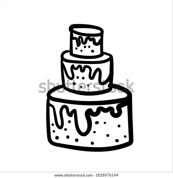 Vector Illustration Element Cake Doodle Style Stock Vector (Royalty ...