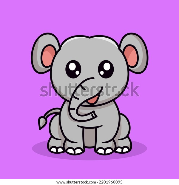 Vector Illustration Elephant Chibi Animal Stock Vector (Royalty Free ...