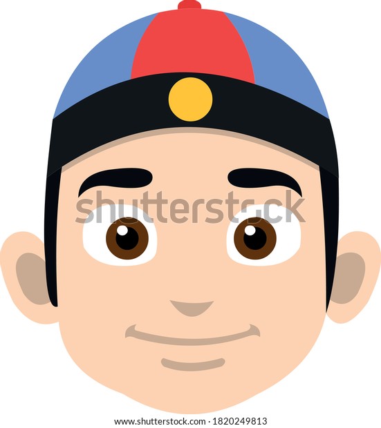 Vector Illustration Emoticon Chinese Mans Face: เวกเตอร์สต็อก (ปลอดค่า ...