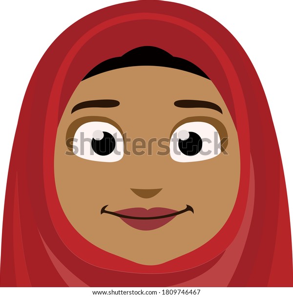 Vector Illustration Emoticon Islamic Womans Face Stock Vector (Royalty ...