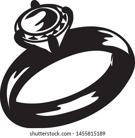 Vector Illustration Engagement Ring Icon Symbol Stock Vector (Royalty ...