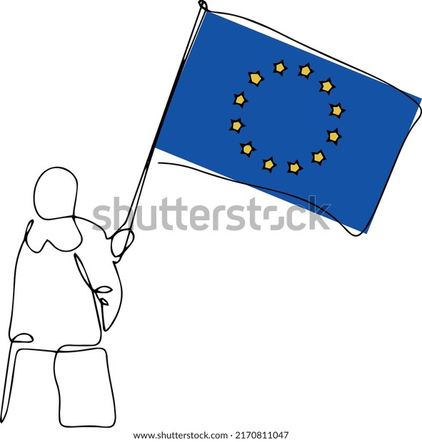 Vector Illustration European Flags Man Holding Stock Vector (Royalty ...