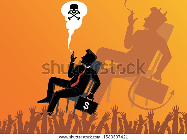 Vector Illustration Evil Businessman On Chair Stock Vector (Royalty ...
