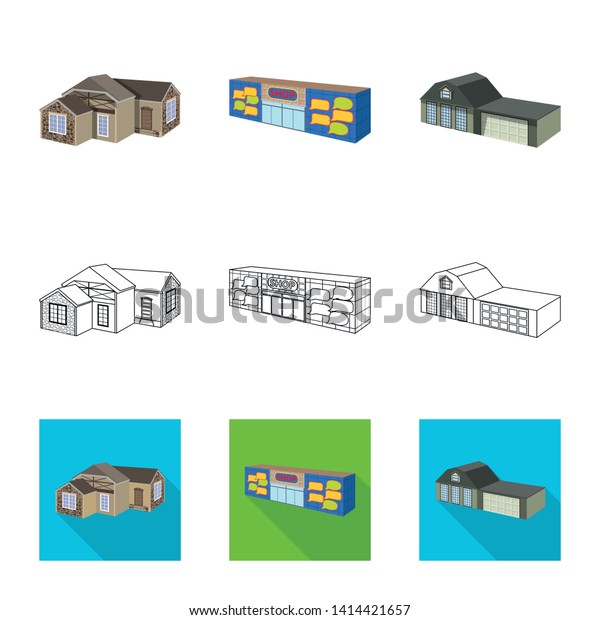 Vector Illustration Facade Housing Symbol Collection Stock Vector ...