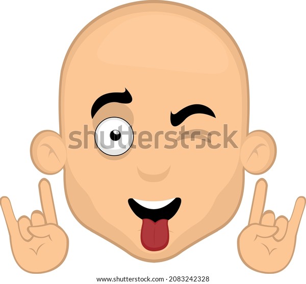 Vector Illustration Face Cartoon Bald Man Stock Vector (Royalty Free ...