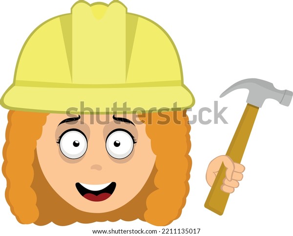 Vector Illustration Face Cartoon Construction Woman Stock Vector ...