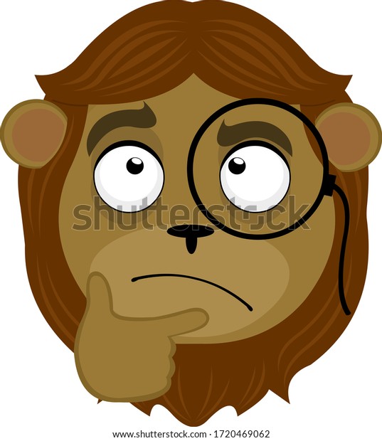 Vector Illustration Face Cartoon Lion Thinking Stock Vector (Royalty ...