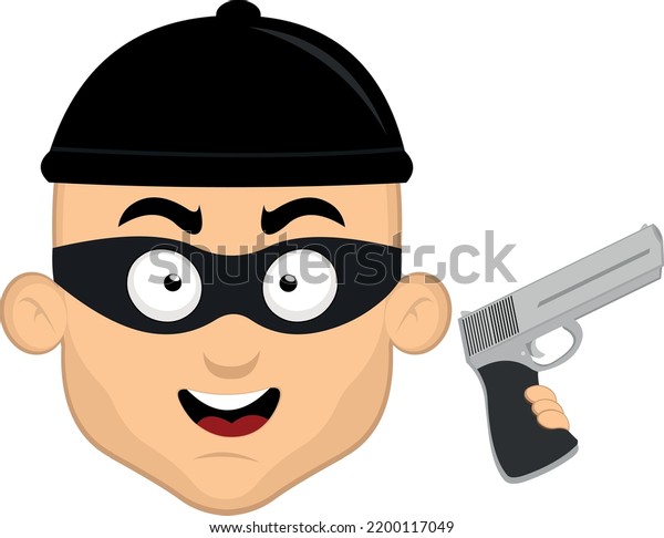 Vector Illustration Face Cartoon Thief Man Stock Vector (Royalty Free ...