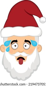 Vector Illustration Face Exhausted Cartoon Santa Stock Vector (Royalty ...