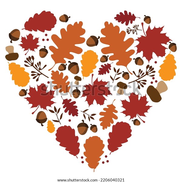 Vector Illustration Fall Autumn Heart Acorns Stock Vector (Royalty Free ...