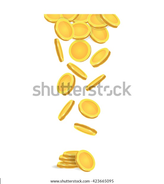 Vector Illustration of falling golden coins. Vector background with ...