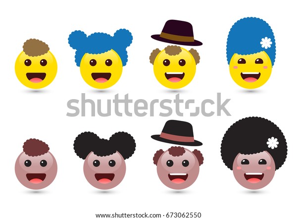 Vector Illustration Family Cute Smiley Emoticons Stock Vector (Royalty ...