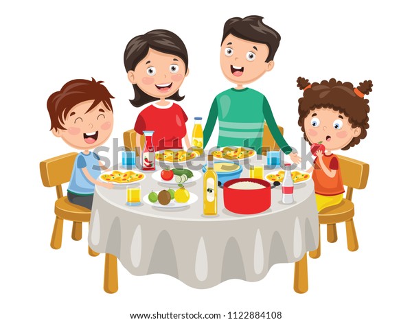 Vector Illustration Family Having Dinner Stock Vector (Royalty Free ...