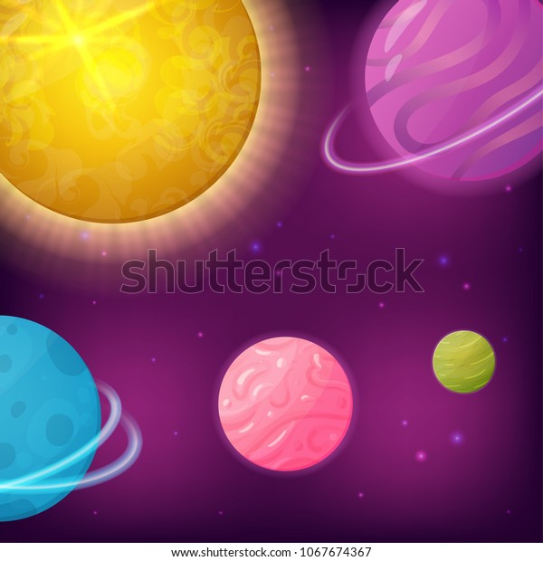 Vector Illustration Fantasy Galaxy Planets Stars Stock Vector (Royalty ...