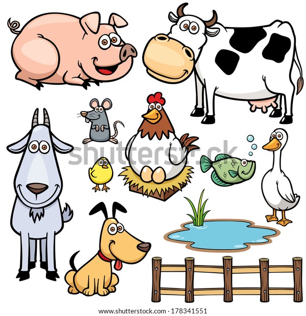Vector Illustration Farm Animals Cartoon Stock Vector (Royalty Free ...