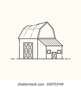 Vector Illustration Farm Barn Line Art Stock Vector (Royalty Free ...