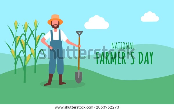 Vector Illustration Farmer Corn Field Banner Stock Vector (Royalty Free ...