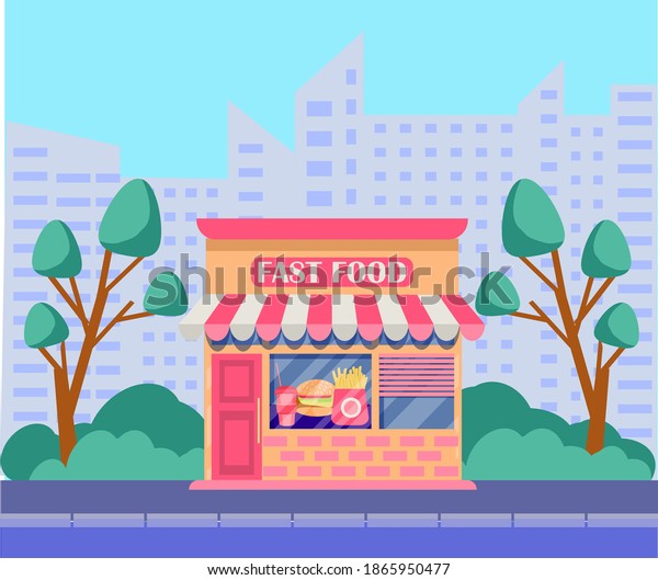 Vector Illustration Fast Food Store Illustration Stock Vector (Royalty ...