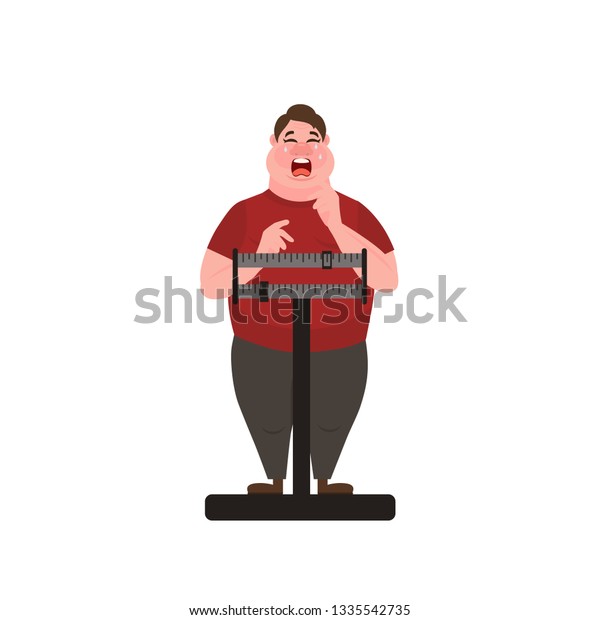 Vector Illustration Fat Guy On Scales Stock Vector (Royalty Free ...