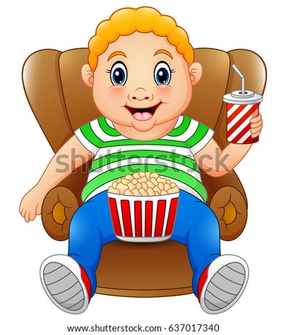 Vector Illustration Fat Man Sitting On Stock Vector (Royalty Free ...