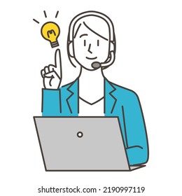 Vector Illustration Female Call Center Operator Stock Vector (Royalty ...