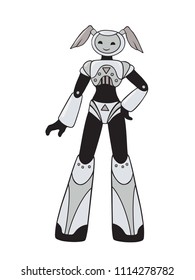 Vector Illustration Female Robot Cute Girl Stock Vector (Royalty Free ...