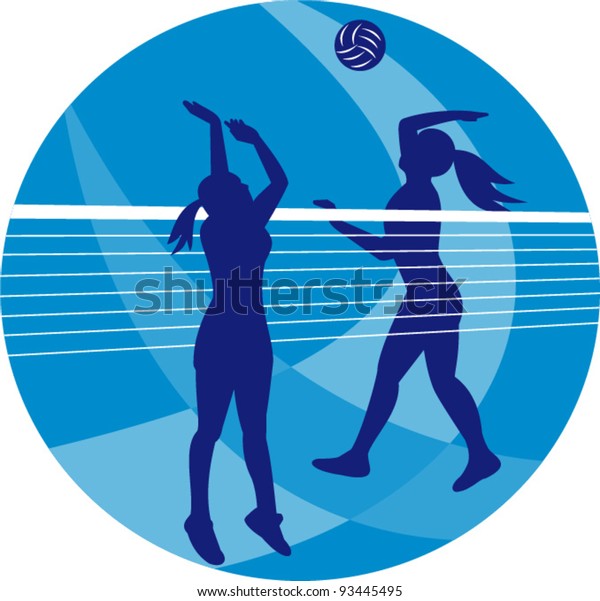 Vector Illustration Female Volleyball Player Spiking: เวกเตอร์สต็อก ...