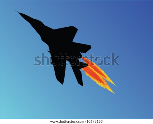 Vector Illustration Fighter Jet Taking Off Stock Vector (Royalty Free ...