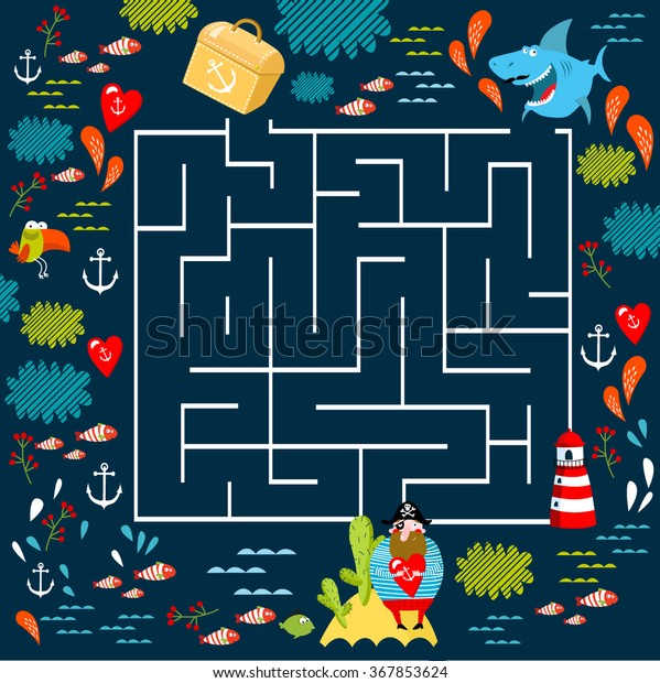 Vector Illustration Find Treasure Maze Stock Vector (Royalty Free ...