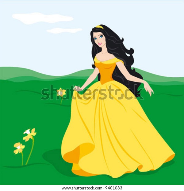 Vector Illustration Fine Princess Walking On Stock Vector (Royalty Free ...