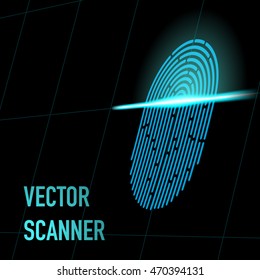 Fingerprint Scanner Sign Blue Color Designed Stock Vector (Royalty Free ...