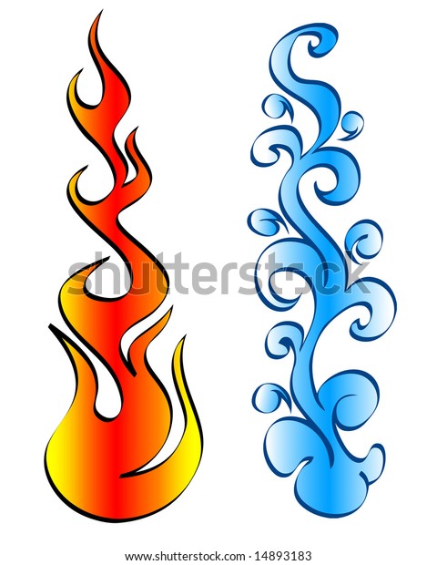 Vector Illustration Fire Water Elements Stock Vector (Royalty Free ...
