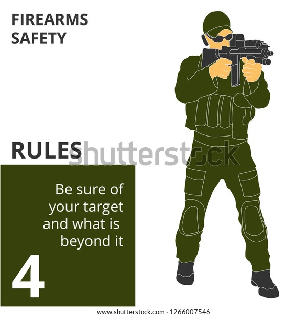Vector Illustration Firearm Shooting Safety Rules Stock Vector (Royalty ...
