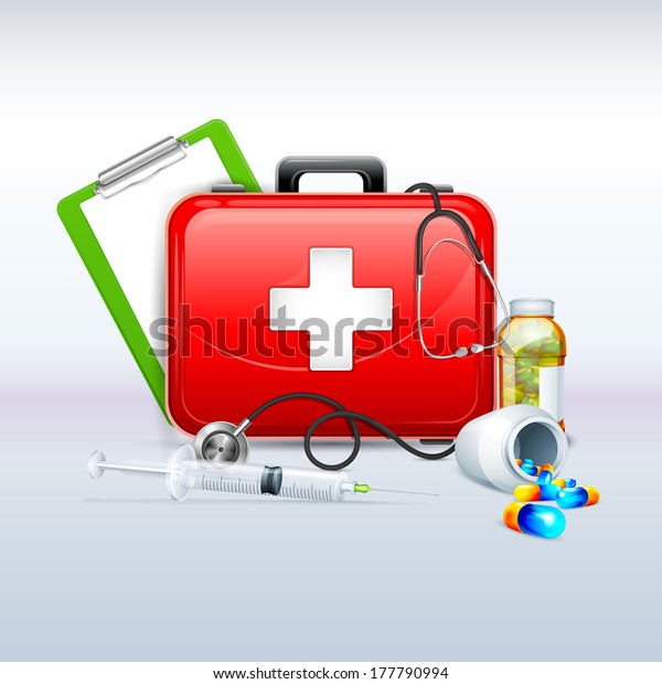 Vector Illustration First Aid Box Capsule Stock Vector (Royalty Free ...