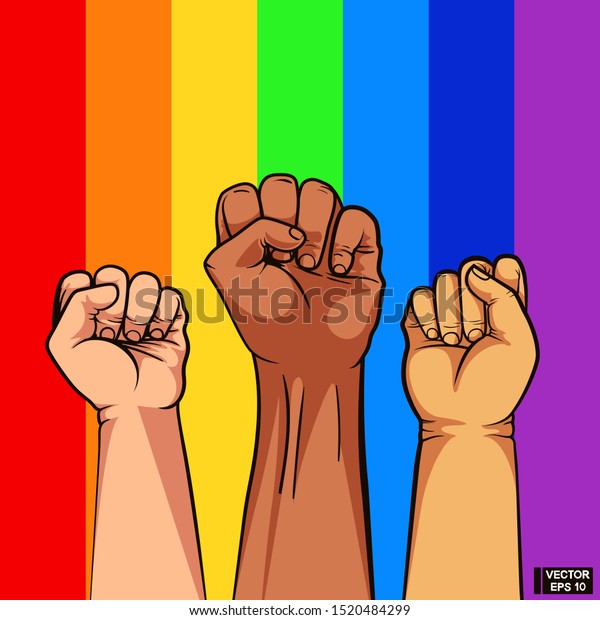 Vector Illustration Fist Different Color Skin Stock Vector (Royalty ...