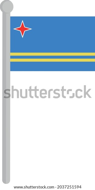 Vector Illustration Flag Aruba On Pole Stock Vector (Royalty Free ...