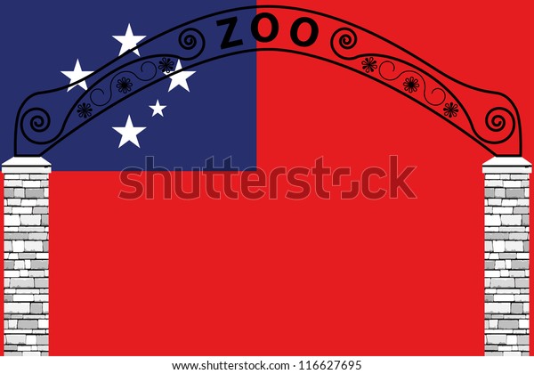 Vector Illustration Flag Western Samoa Zoo Stock Vector (Royalty Free ...